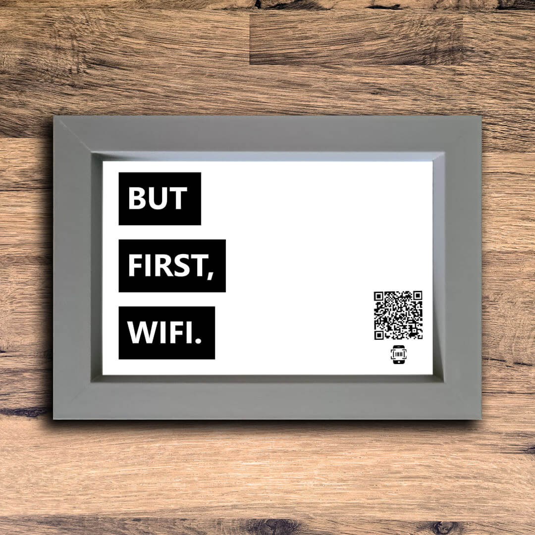 "but first, wifi" photo frame – Where's Your WiFi