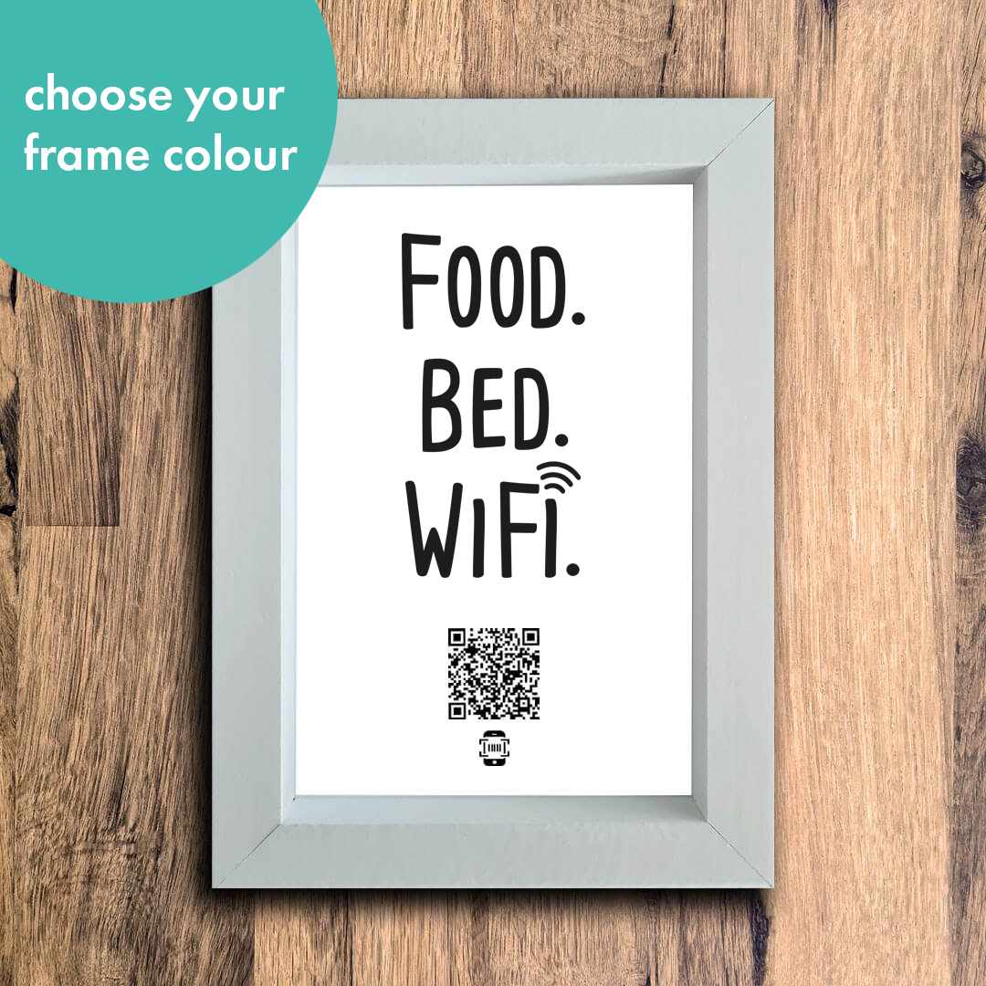 "food. bed. wifi." photo frame – Where's Your WiFi